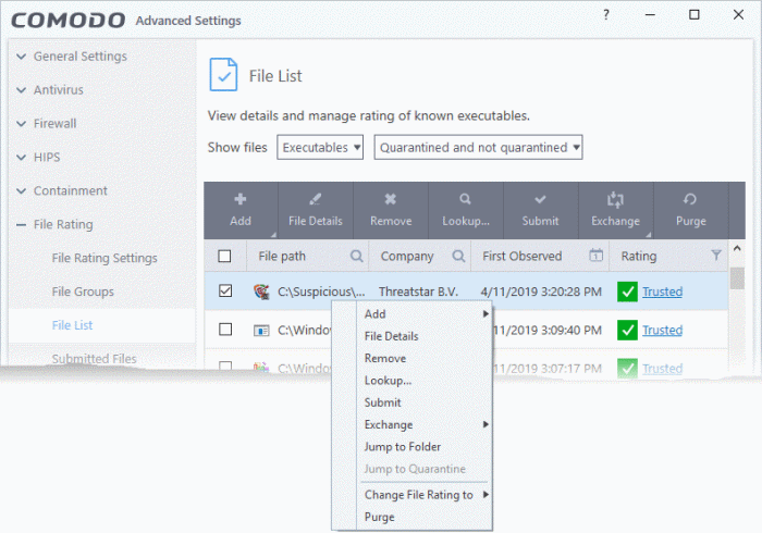 Comodo Internet Security File List, Internet Protection | COMODO